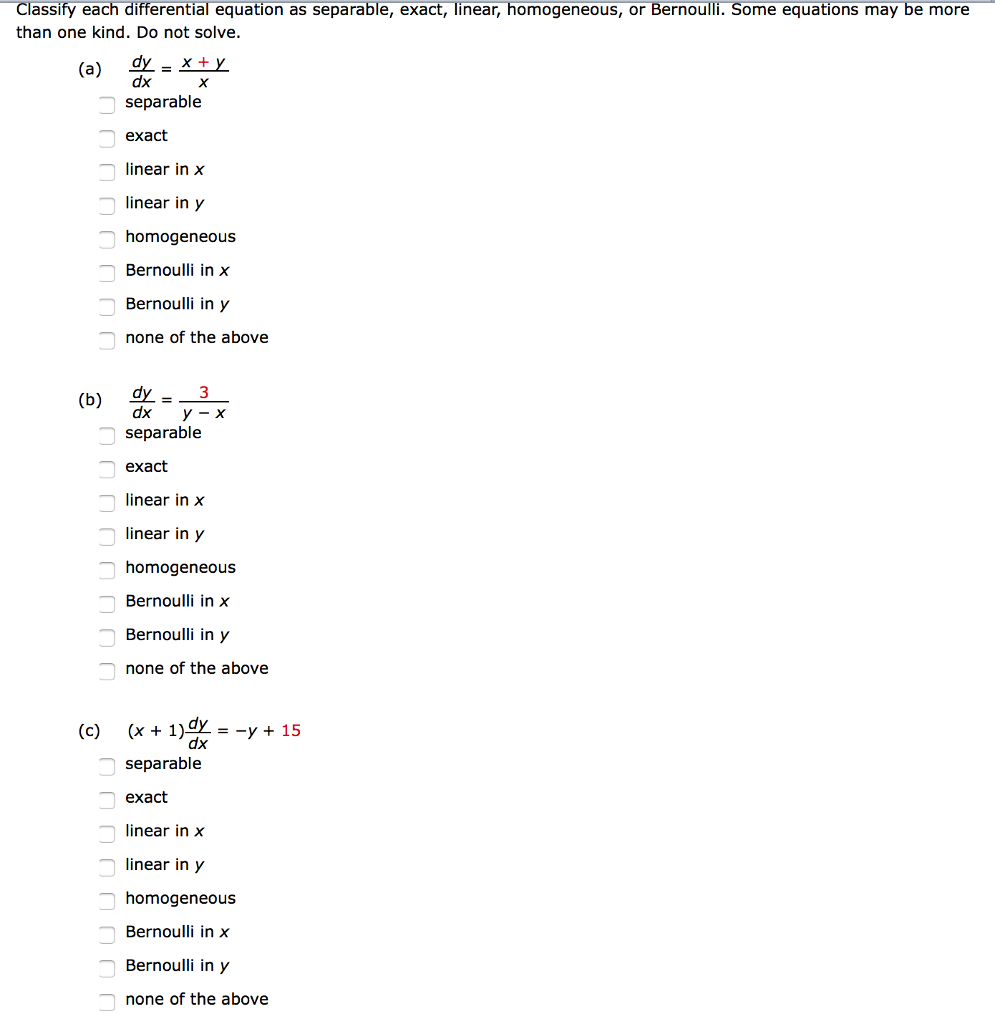 Solved Classify Each Differential Equation As Separable