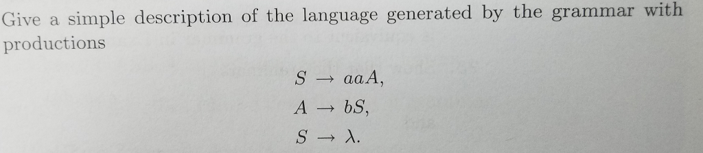 Solved Give a simple description of the language generated | Chegg.com