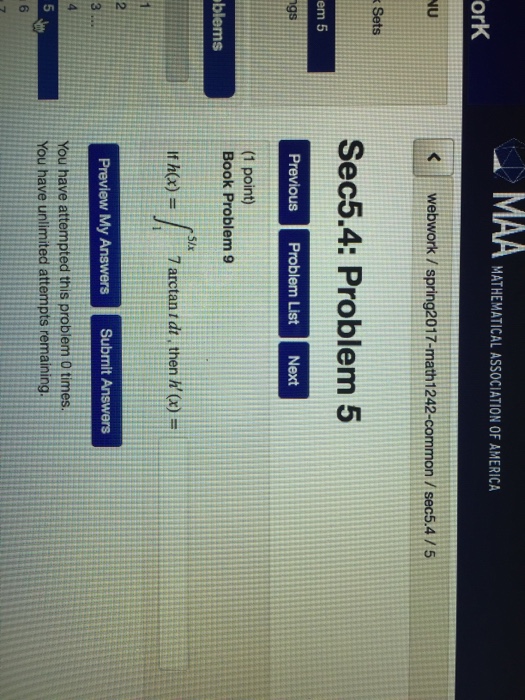 Solved If H x Integral 1 5 x 7 Arctan T Dt Then H x Chegg