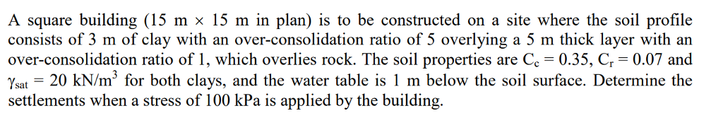 Solved A square building (15 m x 15 m in plan) is to be | Chegg.com