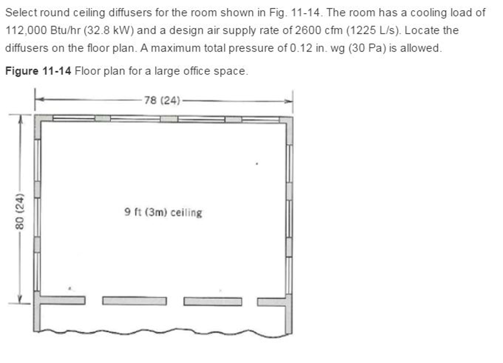 Solved Select round ceiling diffusers for the room shown in | Chegg.com