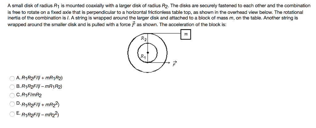 Solved A small disk of radius R_1 is mounted coaxially with | Chegg.com Solved A small disk of radius R_1 is mounted coaxially with | Chegg.com