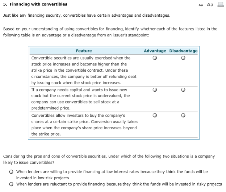 Solved Based on your understanding of using convertibles for | Chegg.com