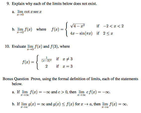 Solved 9. Explain why each of the limits below does not | Chegg.com