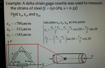Solved Example: A delta strain gage rosette was used the | Chegg.com