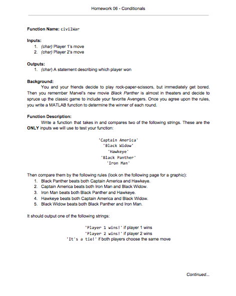Solved Homework 06-Conditionals Function Name: civilkar | Chegg.com