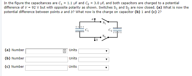 Solved In the figure the capacitances are C1 = 1.1 µF and C2 | Chegg.com