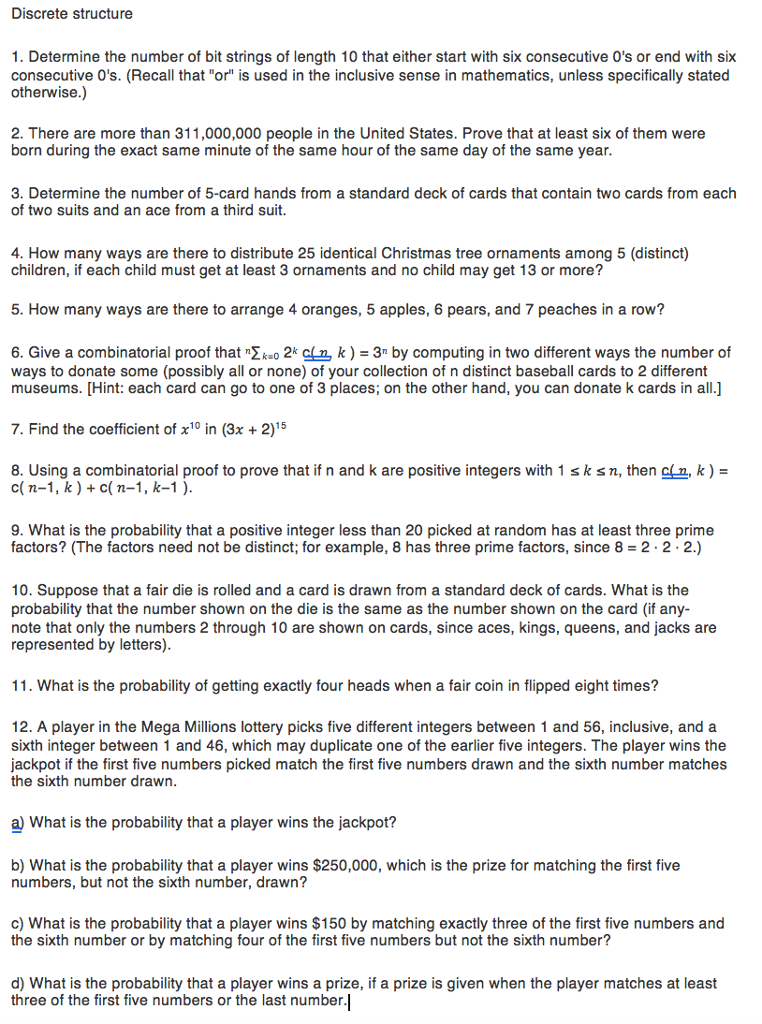 Solved Determine The Number Of Bit Strings Of Length 10 That 6281