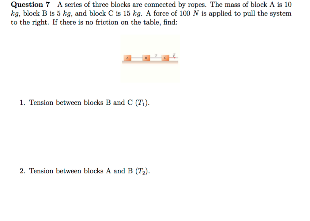 Solved A series of three blocks are connected by ropes. The | Chegg.com