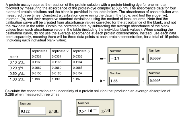 Solved A protein assay requires the reaction of the protein | Chegg.com