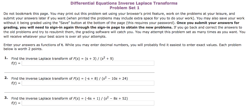 Solved Differential Equations Inverse Laplace Transforms | Chegg.com