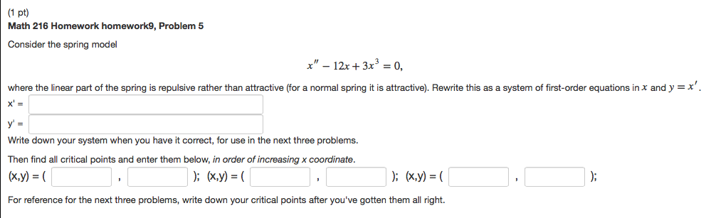 Consider the spring model where the linear part of | Chegg.com