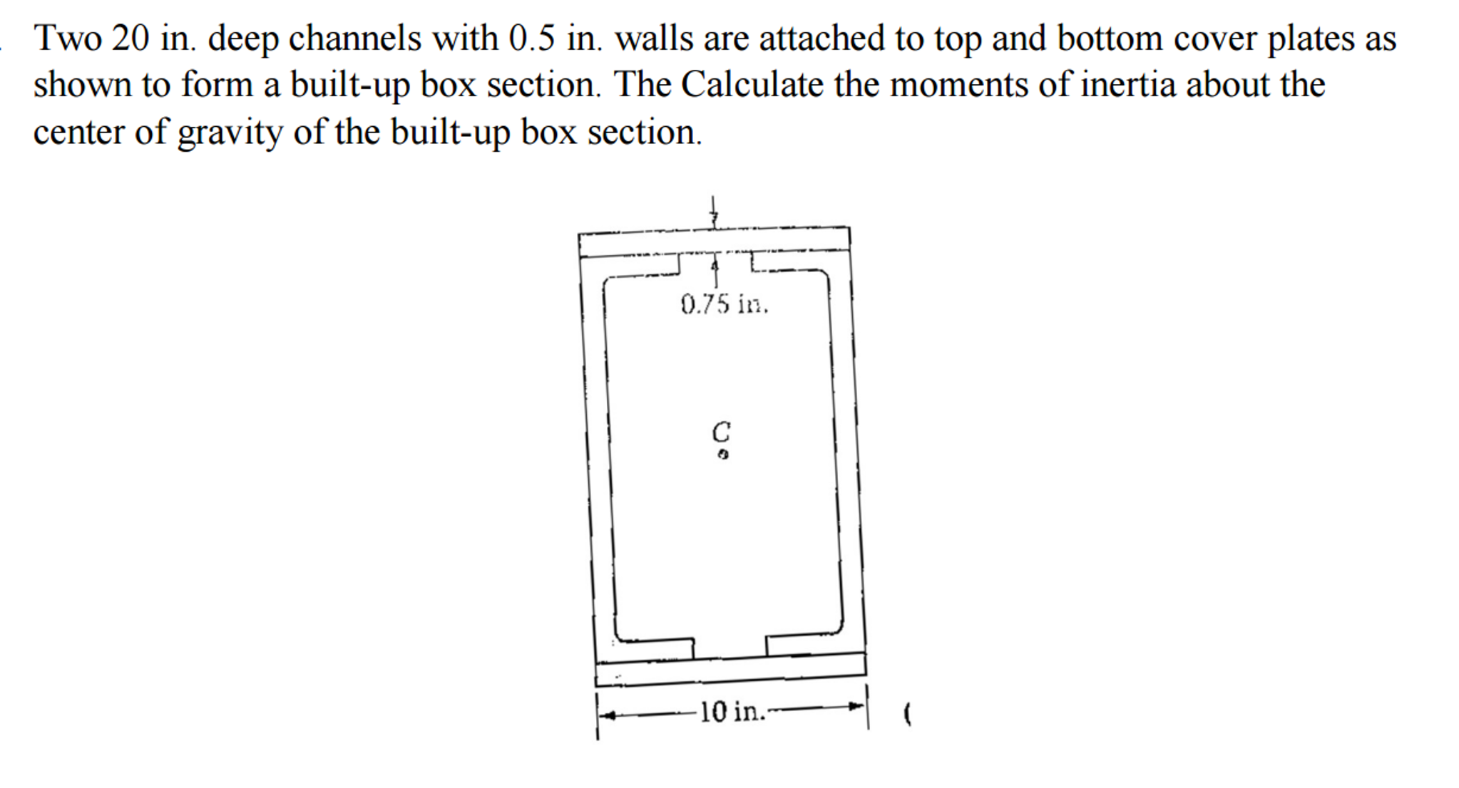 Solved Two 20 in. deep channels with 0.5 in. walls are | Chegg.com