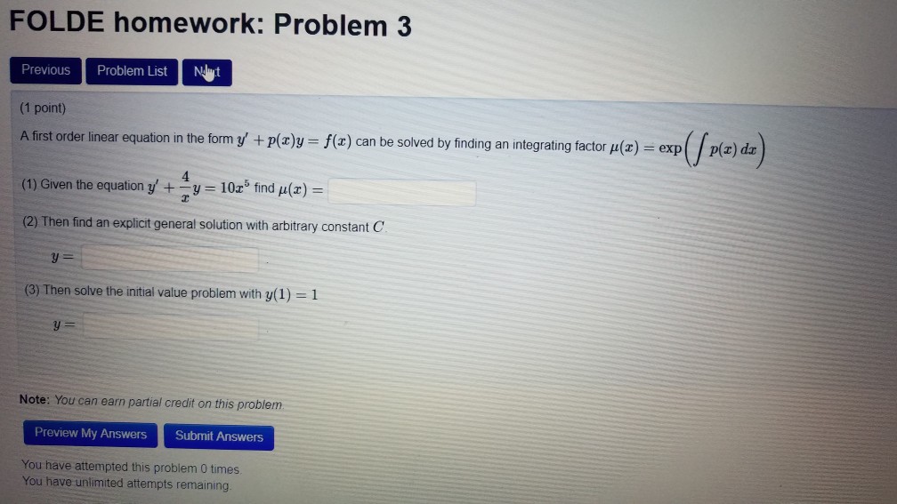 Solved FOLDE homework: Problem 3 Previous Problem List Nt (1 | Chegg.com