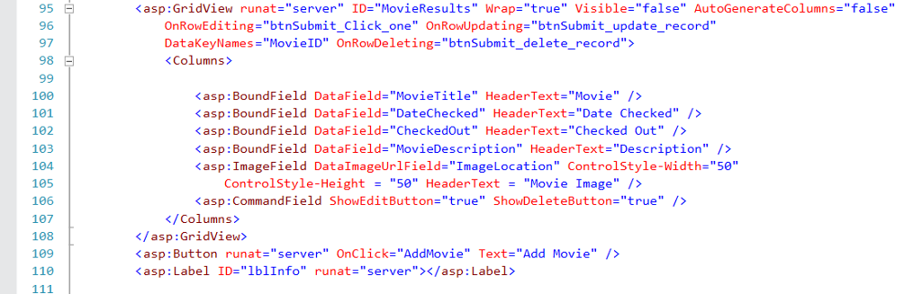 ASP GridView, Why does Update affect all rows instead | Chegg.com