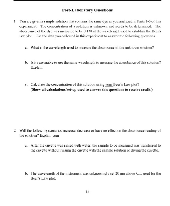 Post-Laboratory Questions You are given a sample | Chegg.com