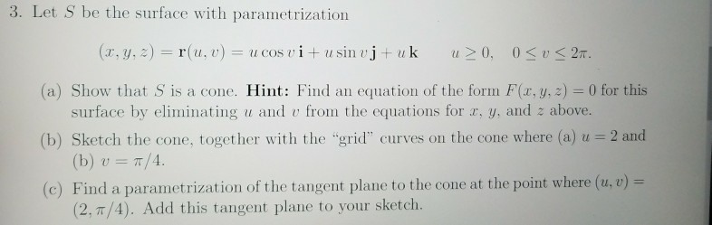 Solved Let S be a surface with parametrization | Chegg.com