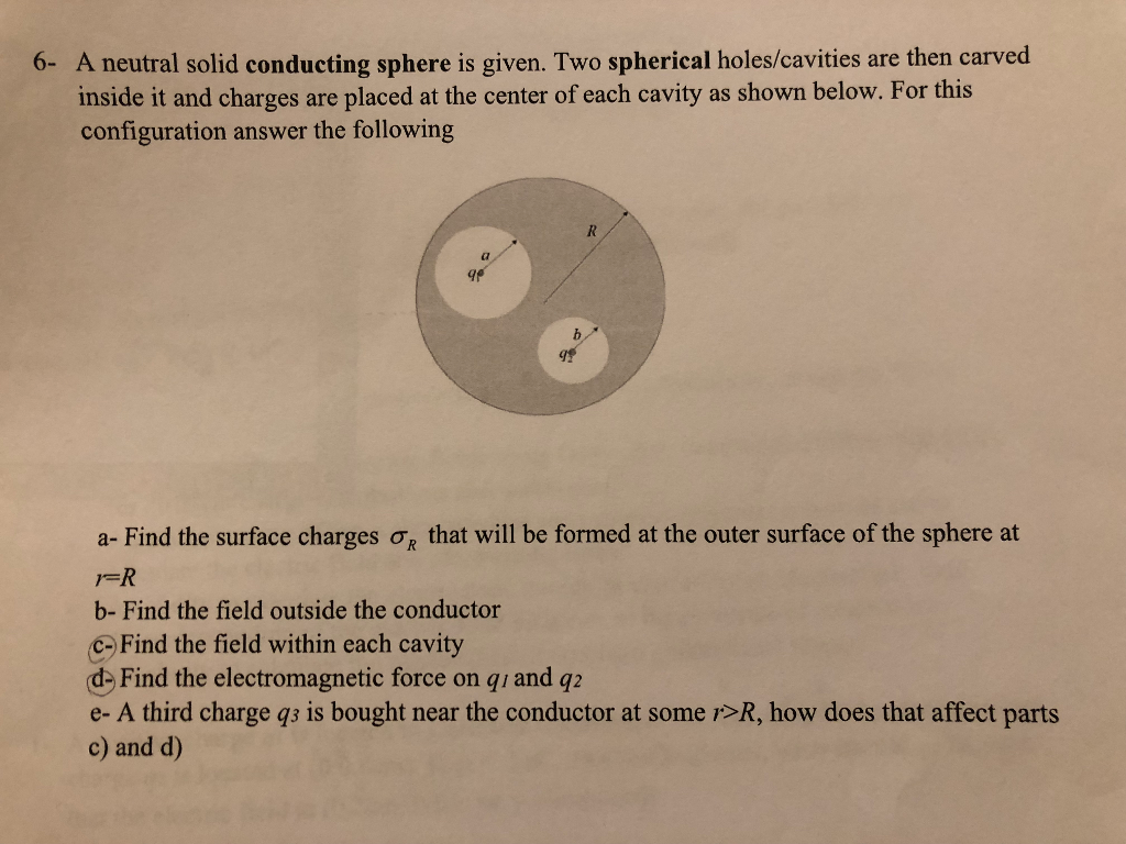 Solved 6- A neutral solid conducting sphere is given. Two | Chegg.com