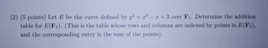 Solved (2) (5 points) Let E be the curve defined by y2-r3-x+ | Chegg.com