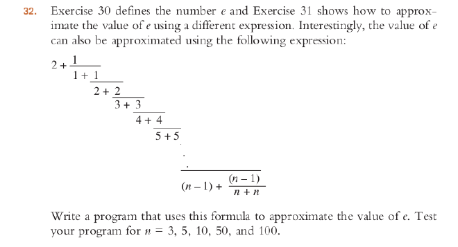 Solved 32. Exercise 30 defines the number e and Exercise 31 | Chegg.com