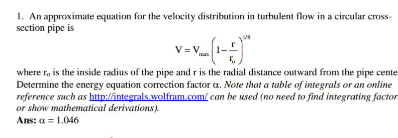 Solved An approximate equation for the velocity distribution | Chegg.com Solved An approximate equation for the velocity distribution | Chegg.com