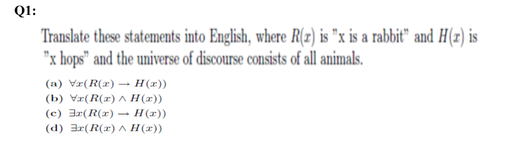 Solved Translate These Statements Into English Where Rx