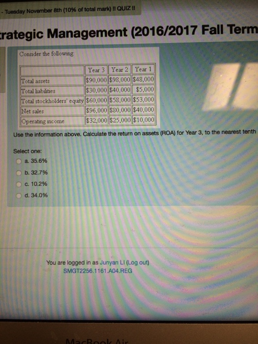 Solved Use the information above. Calculate the return on | Chegg.com