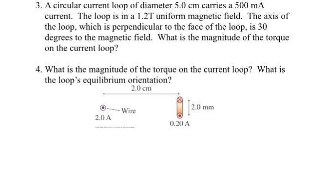 Solved A circular current loop of diameter 5.0 cm carries a | Chegg.com