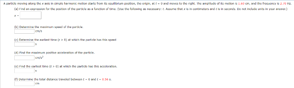 Solved A particle moving along the x axis in simple harmonic | Chegg.com
