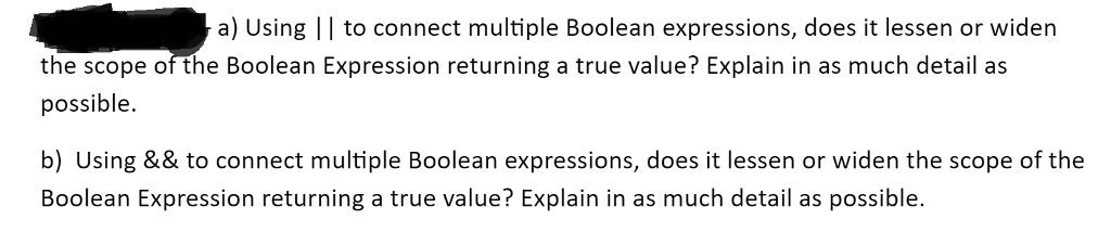 Solved a) Using I to connect multiple Boolean expressions, | Chegg.com