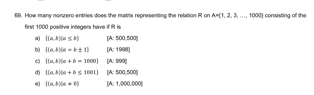 Solved 69. How many nonzero entries does the matrix | Chegg.com