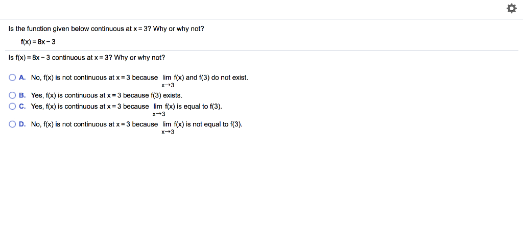Solved s the function given below continuous at x 3? Why or | Chegg.com