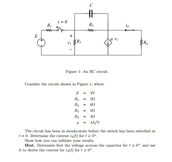 Solved R2 Figure 1: An RC circuit Consider the circuit shown | Chegg.com