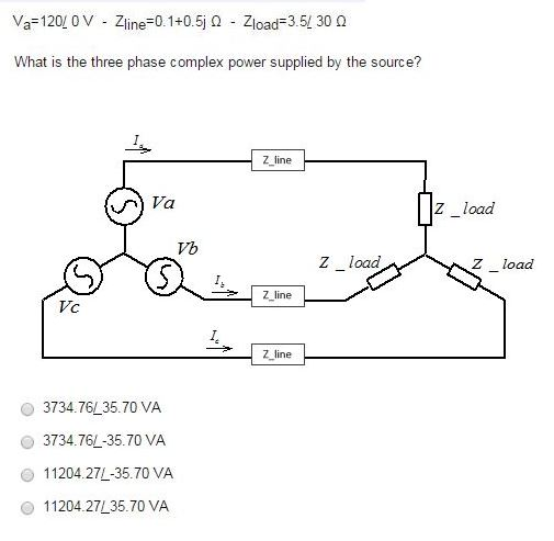 Solved What is the three phase complex power supplied by the | Chegg.com