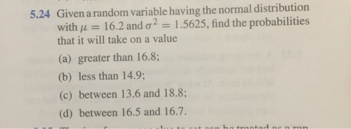 Solved Given a random variable having the normal | Chegg.com