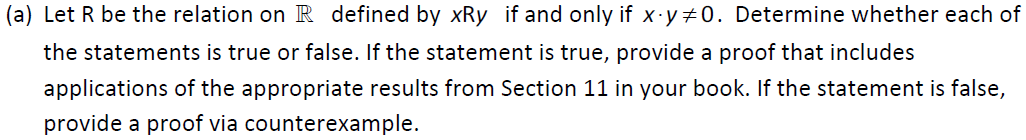 Solved Let R be the relation on R defined by xRy if and only | Chegg.com