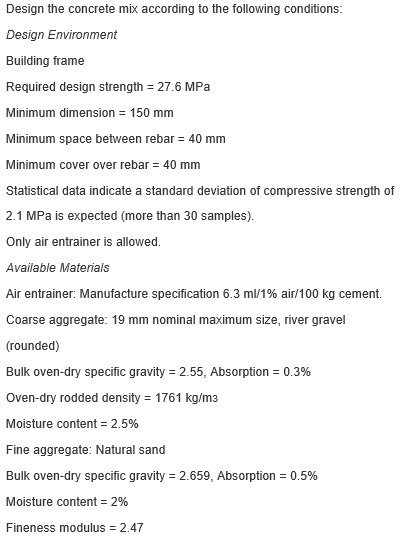Solved However you must change the coarse aggregate to 12mm | Chegg.com