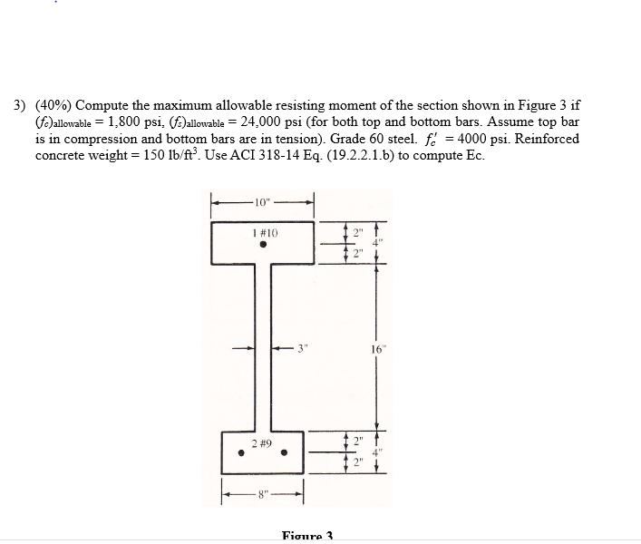 Compute the maximum allowable resisting moment of the | Chegg.com