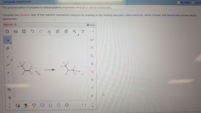Solved The polymerization of propene to polypropylene | Chegg.com