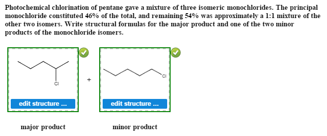 Solved Photochemical chlorination of pentane gave a mixture | Chegg.com