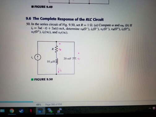 Solved FIGURE 949 9.6 The Complete Response of the RLC | Chegg.com