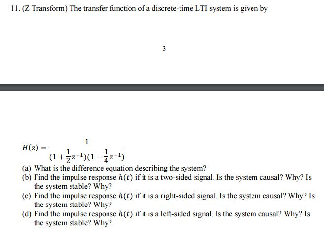 Solved The transfer function of a discrete-time LTI system | Chegg.com