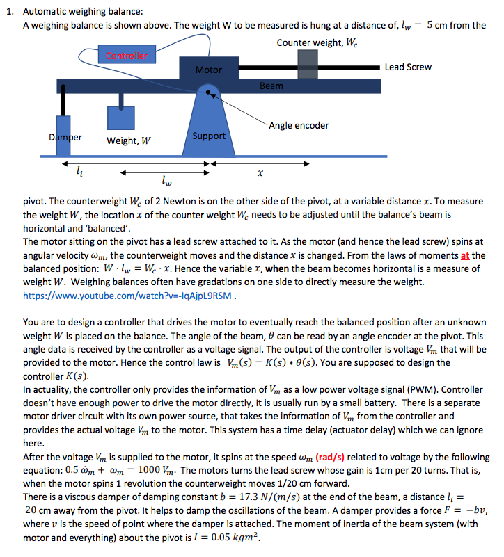 1. Automatic weighing balance: A weighing balance is | Chegg.com