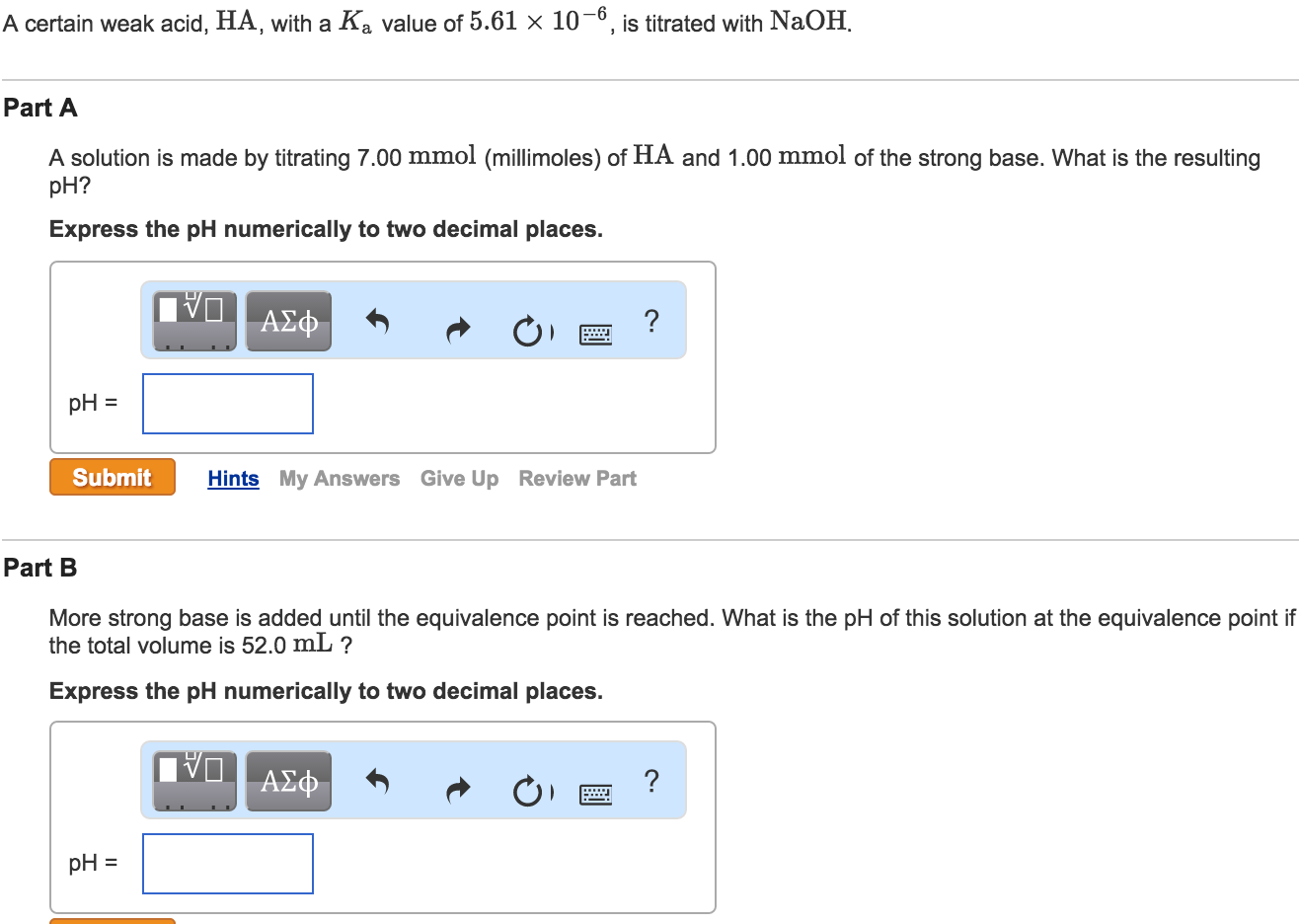 Solved ± Titration of Weak Acid with Strong Base A titration | Chegg.com