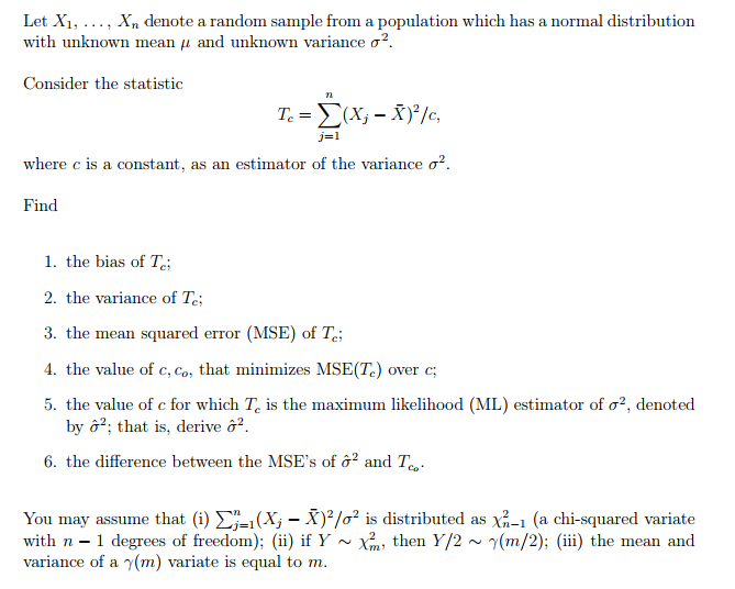 Solved Let X_1, X_n denote a random sample from a population | Chegg.com