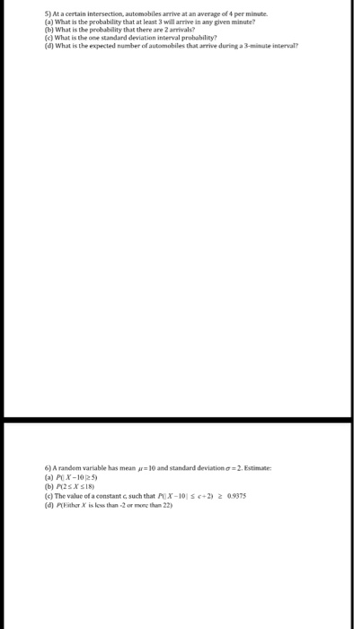 Solved A random variable has mean mu = 10 and standard | Chegg.com