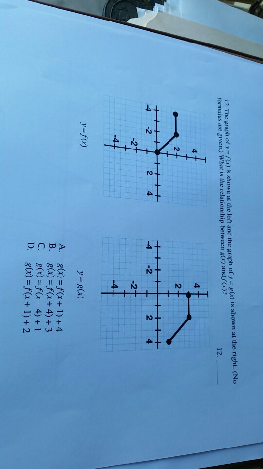 Solved 12 The Graph Of Y Is Shown At The Left And The 