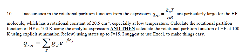 Inaccuracies in the rotational partition function | Chegg.com
