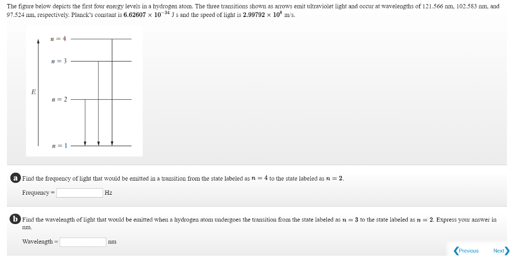 Solved The figure below depicts the first four energy levels | Chegg.com