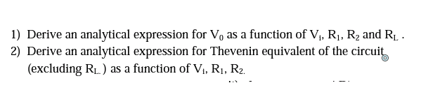 Solved Derive an analytical expression for V0 as a function | Chegg.com